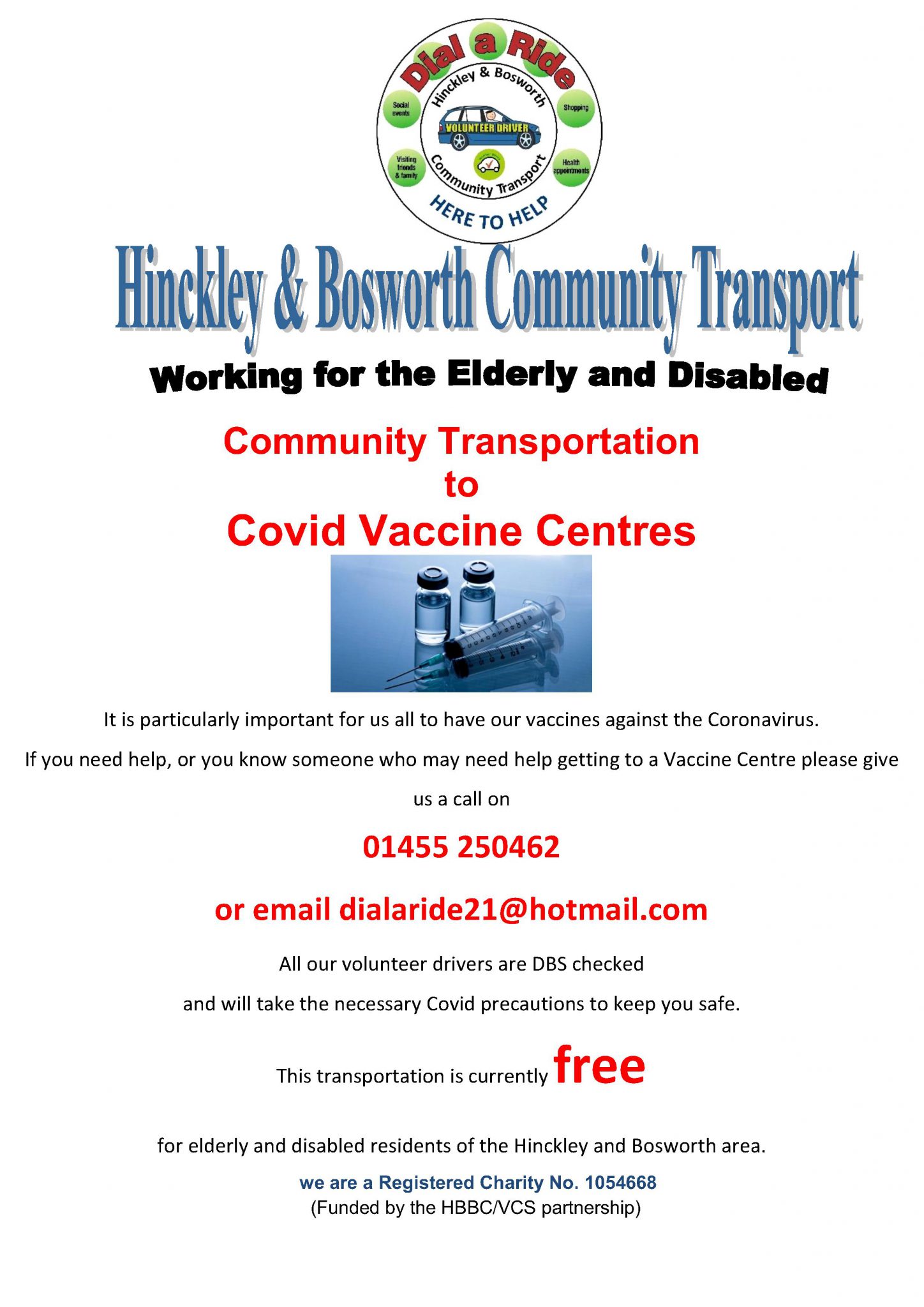 Free Transport Provision – Covid 19 Vaccine | First Contact Plus