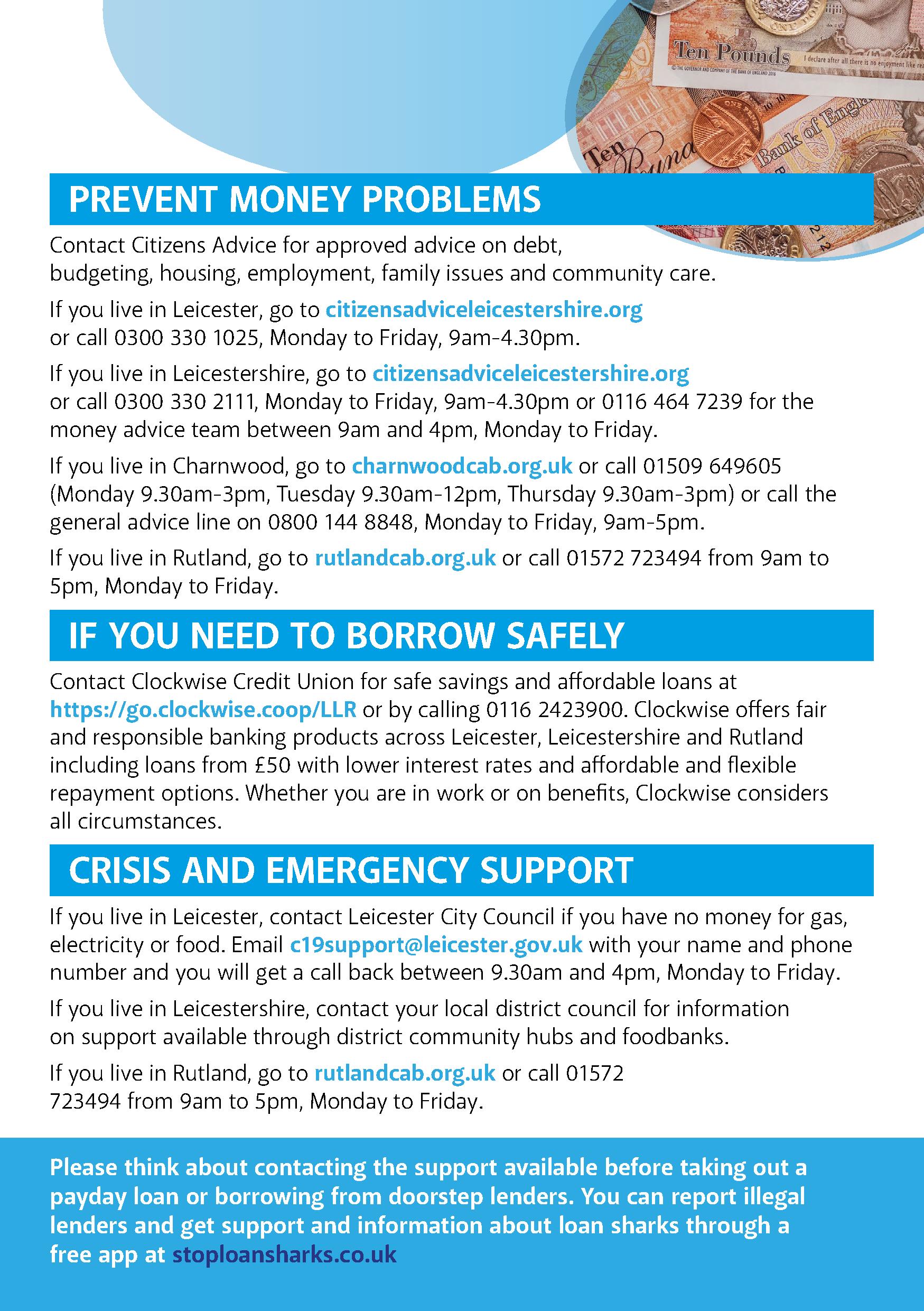 Responsible Debt Leaflet | First Contact Plus